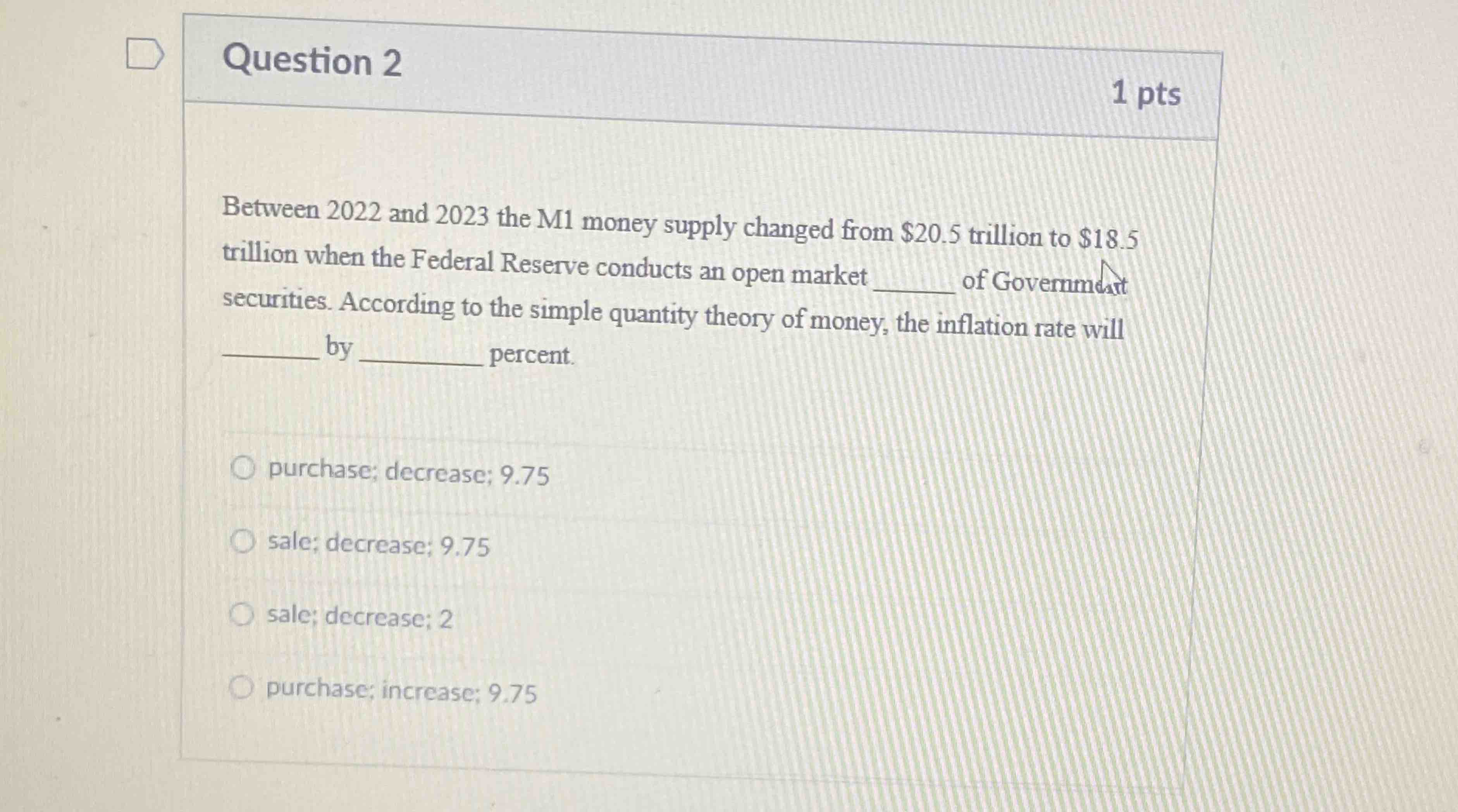 Solved Between 2022 ﻿and 2023 ﻿the M1 ﻿money supply changed | Chegg.com