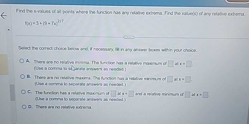 Solved Find the x-values of all points where the function | Chegg.com