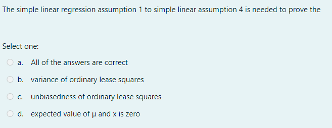 Solved The simple linear regression assumption 1 ﻿to simple | Chegg.com