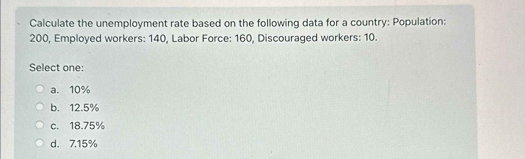 Solved Calculate the unemployment rate based on the | Chegg.com