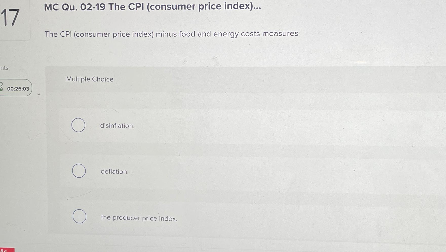 Solved 17MC Qu. 02-19 ﻿The CPI (consumer price index)...The | Chegg.com