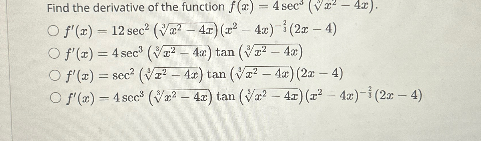 Solved Find the derivative of the function | Chegg.com