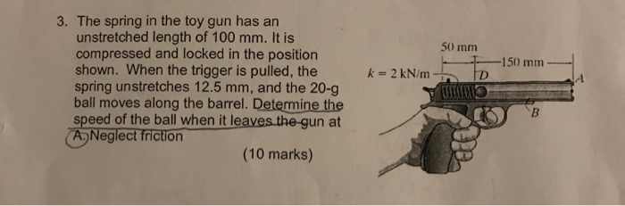 Solved 3. The spring in the toy gun has an unstretched | Chegg.com