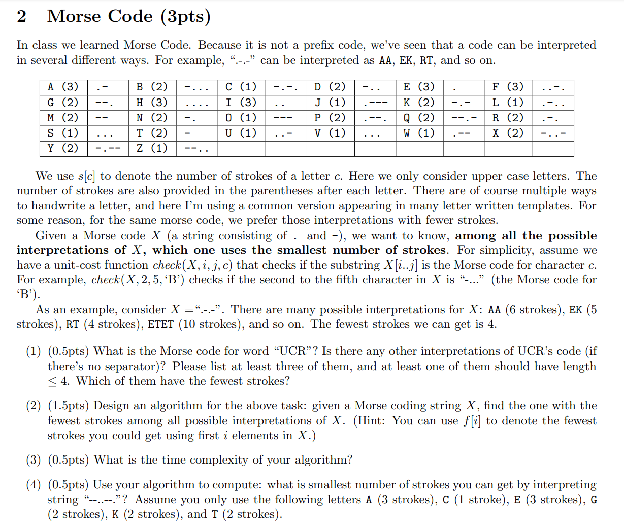 Solved 2 ﻿Morse Code (3pts)In class we learned Morse Code. | Chegg.com