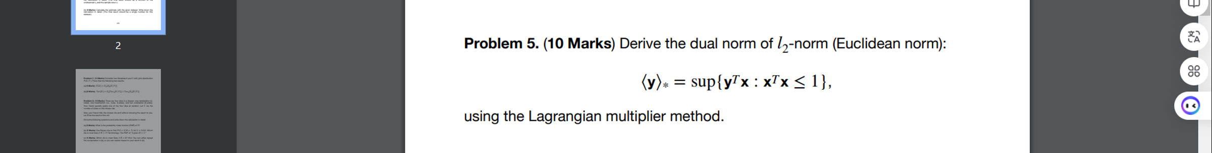 Solved by an EXPERT Problem 5. (10 ﻿Marks) ﻿Derive the dual norm | Chegg.com