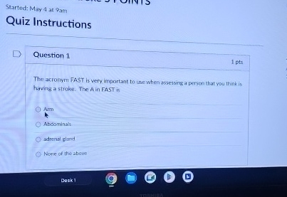 Solved Started: May 4 ﻿at 9 ﻿amQuiz InstructionsQuestion | Chegg.com
