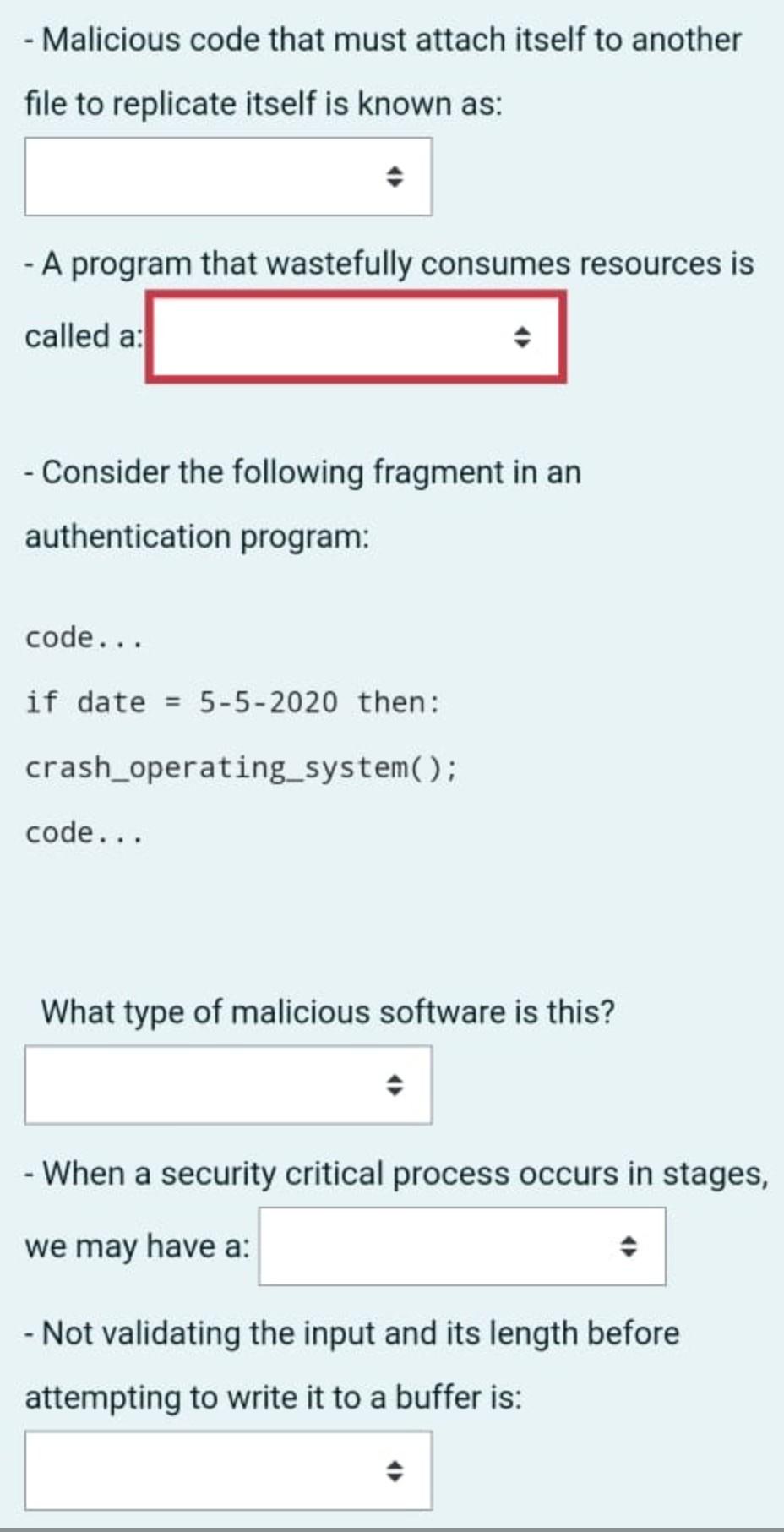 Solved - Malicious code that must attach itself to another | Chegg.com