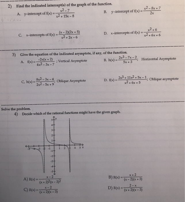 Solved Find The Indicated Intercept s Of The Graph Of The Chegg