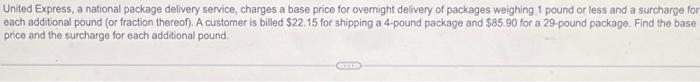 Solved United Express, a national package delivery service, | Chegg.com