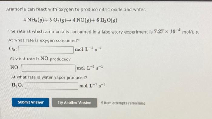 Solved Ammonia can react with oxygen to produce nitric oxide | Chegg.com