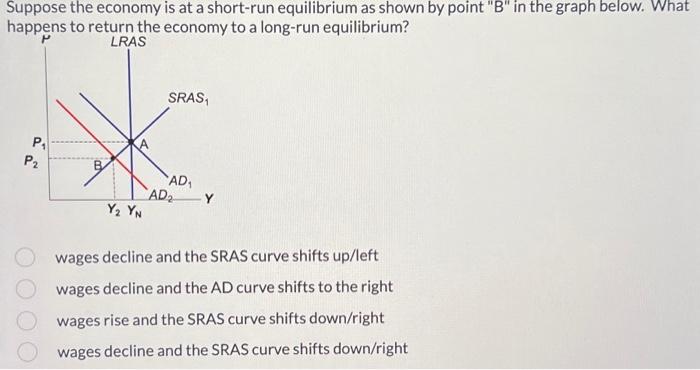 Solved Suppose the economy is at a short-run equilibrium as | Chegg.com