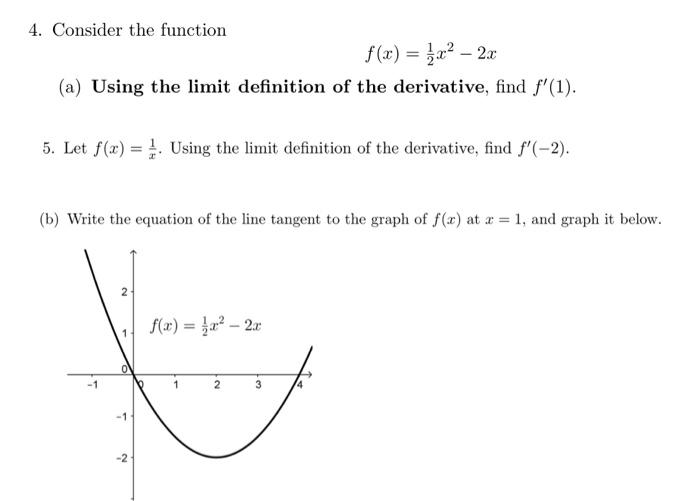 Solved f(x)=21x2−2x (a) Using the limit definition of the | Chegg.com