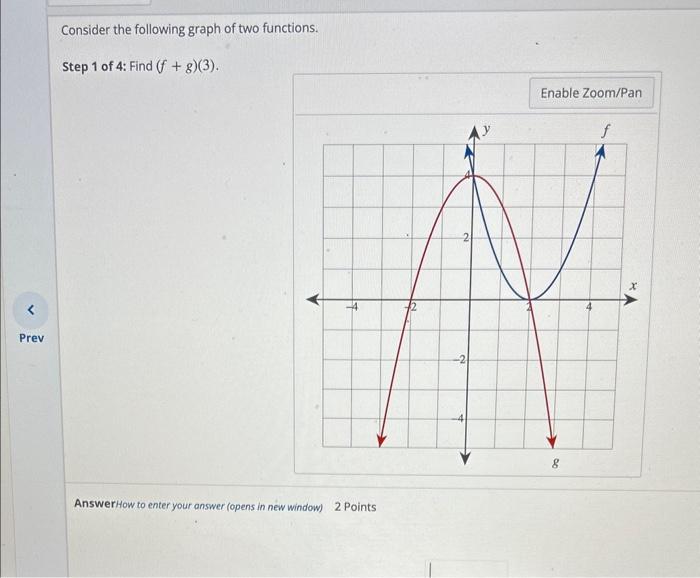 Consider the following graph of two functions. Step 1 | Chegg.com