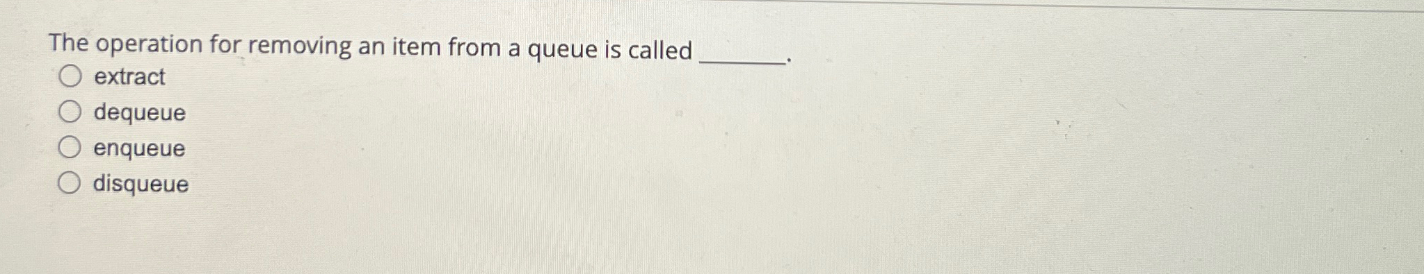 Solved The operation for removing an item from a queue is | Chegg.com