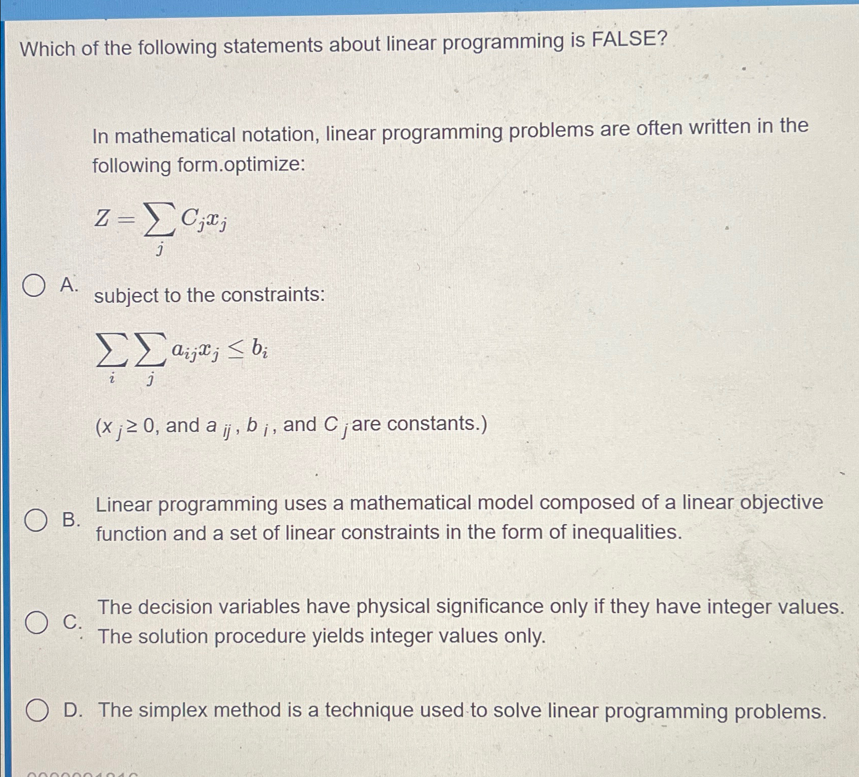 Solved Which of the following statements about linear | Chegg.com
