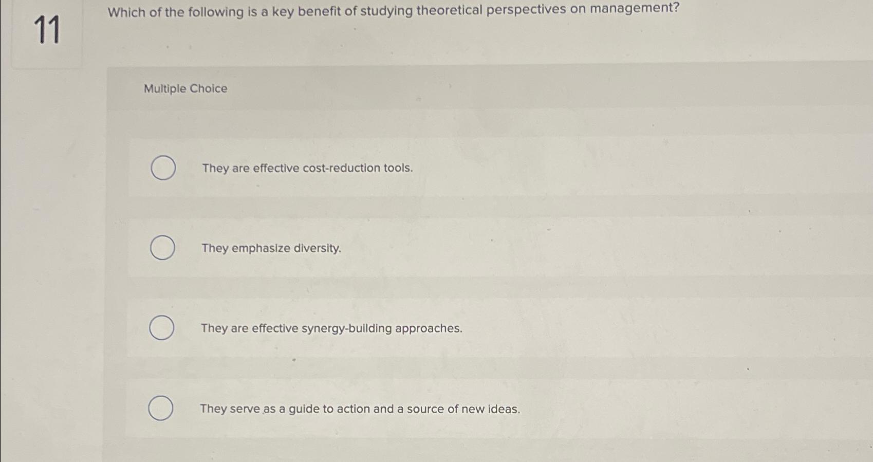 Solved 11Which of the following is a key benefit of studying | Chegg.com