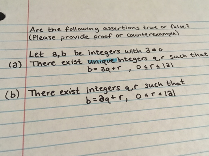 Solved Are the following assertions true or false? (Please | Chegg.com