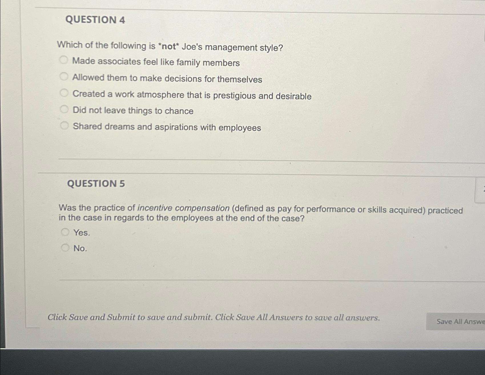 Solved QUESTION 4Which of the following is * ﻿not* ﻿Joe's | Chegg.com