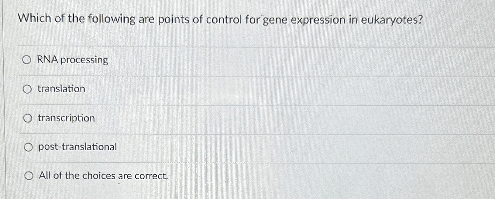 Solved Which of the following are points of control for gene | Chegg.com
