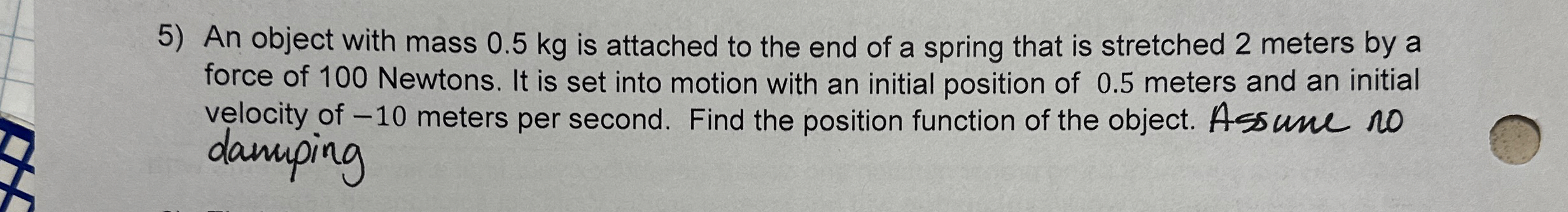 Solved An object with mass 0.5 ﻿kg is attached to the end of | Chegg.com