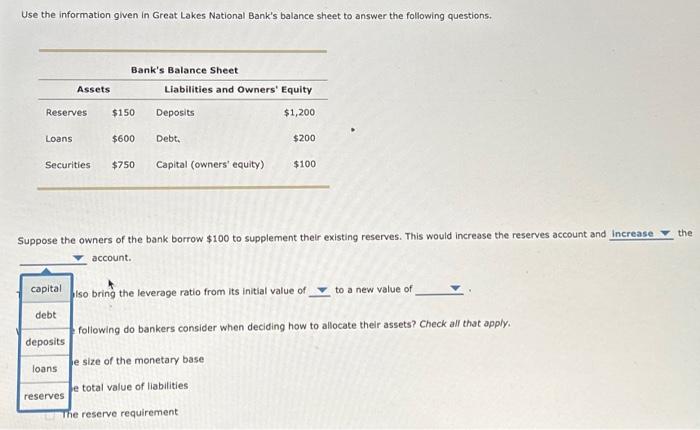 Solved Use the information given in Great Lakes National | Chegg.com