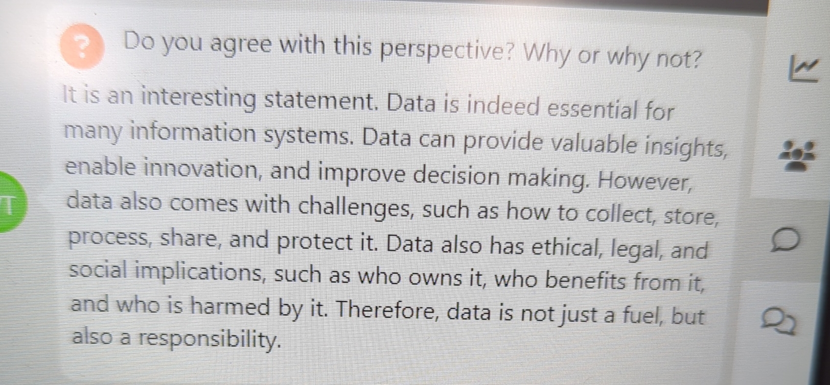 Solved Do you agree with this perspective? Why or why not?It | Chegg.com