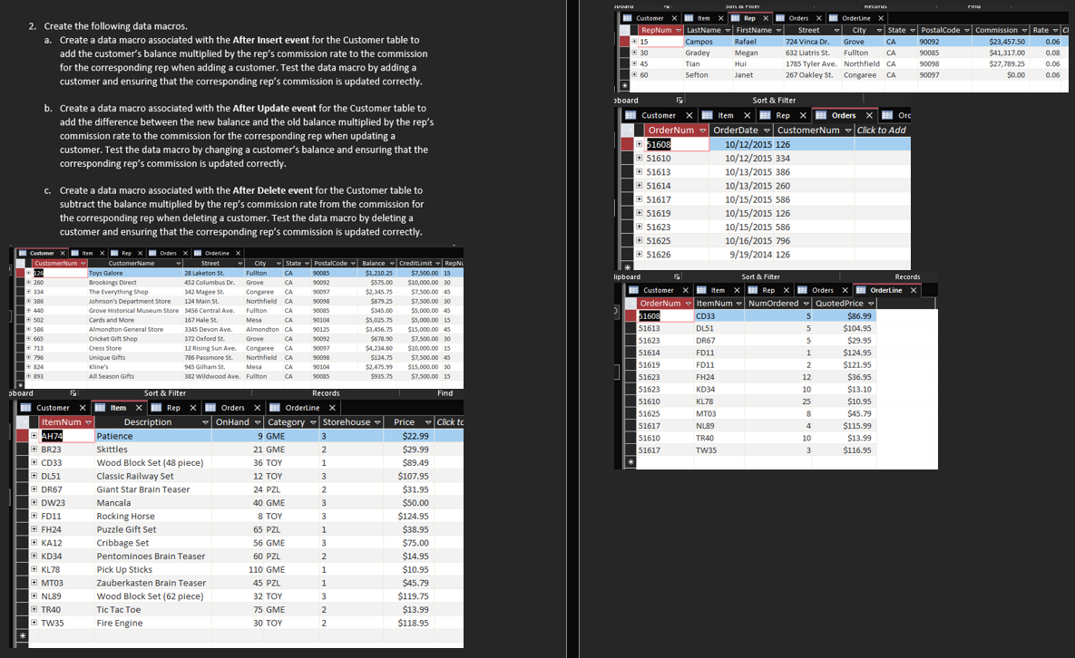 Solved Create the following data macros using access.a. | Chegg.com