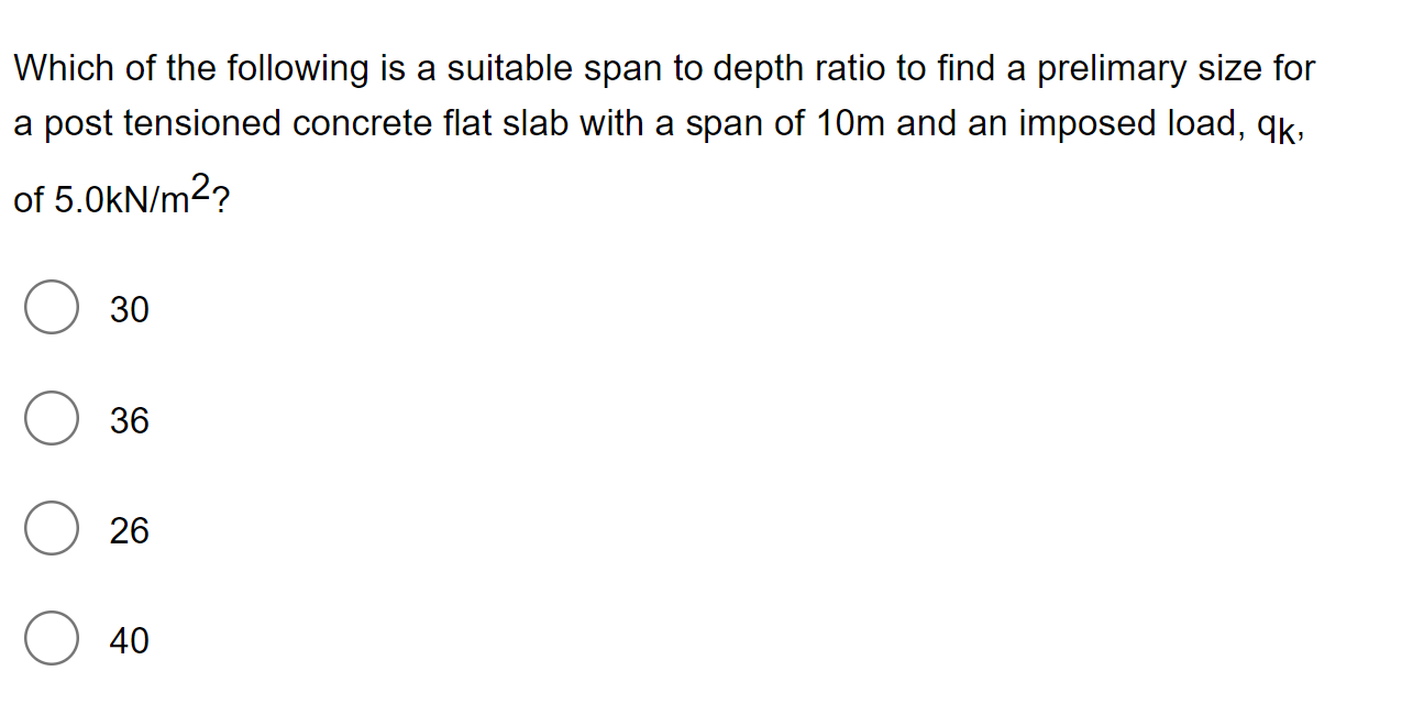 Solved Which of the following is a suitable span to depth | Chegg.com