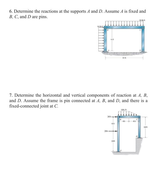 Solved 6 Determine The Reactions At The Supports A And D