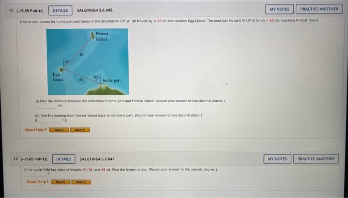 Solved 17. (-15.35 Points DETAILS SALGTRIG45.6.045 MY NOTES | Chegg.com