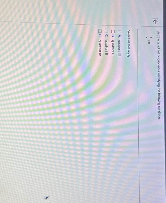 Solved List the quadrant or quadrants satisfying the | Chegg.com