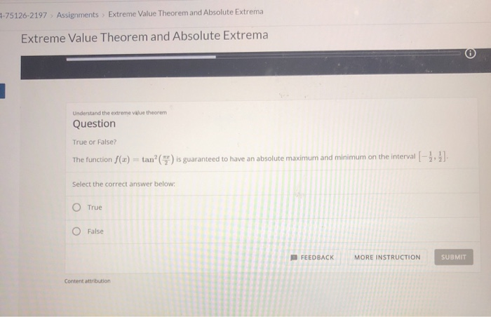 Solved -75126-2197 Assignments Extreme Value Theorem and | Chegg.com