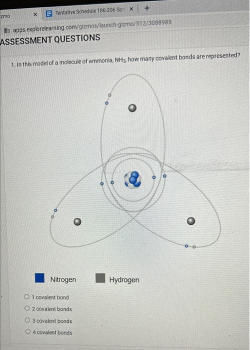 Solved 1. In this model of a molecule of ammonia, NH3, how | Chegg.com