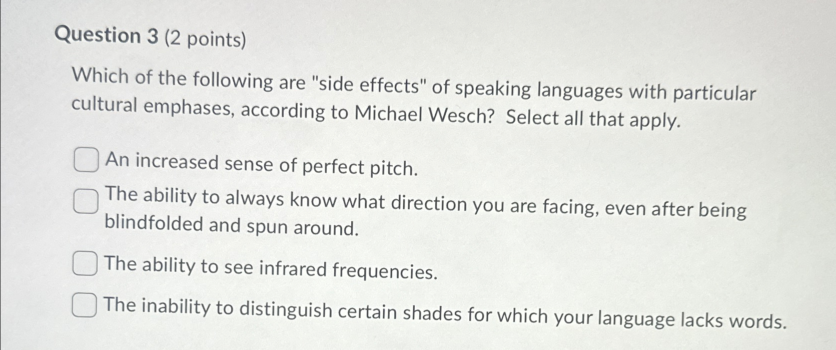 Solved Question 3 (2 ﻿points)Which of the following are | Chegg.com