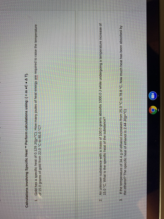 Solved Calculations involving Specific Heat ** Perform | Chegg.com