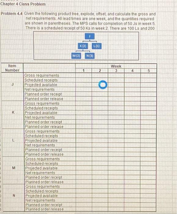 Solved blem 4.4 Given the following product tree, explode, | Chegg.com