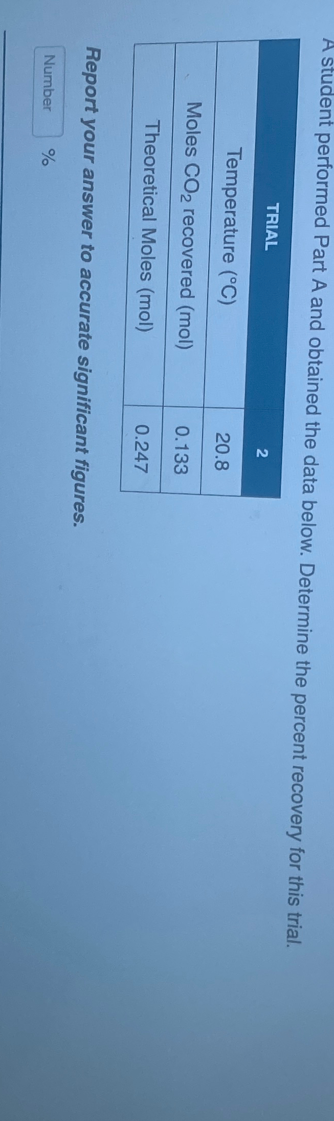 Solved A student performed Part A and obtained the data | Chegg.com