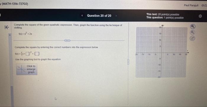 Solved Complots the square of the given quadratic | Chegg.com