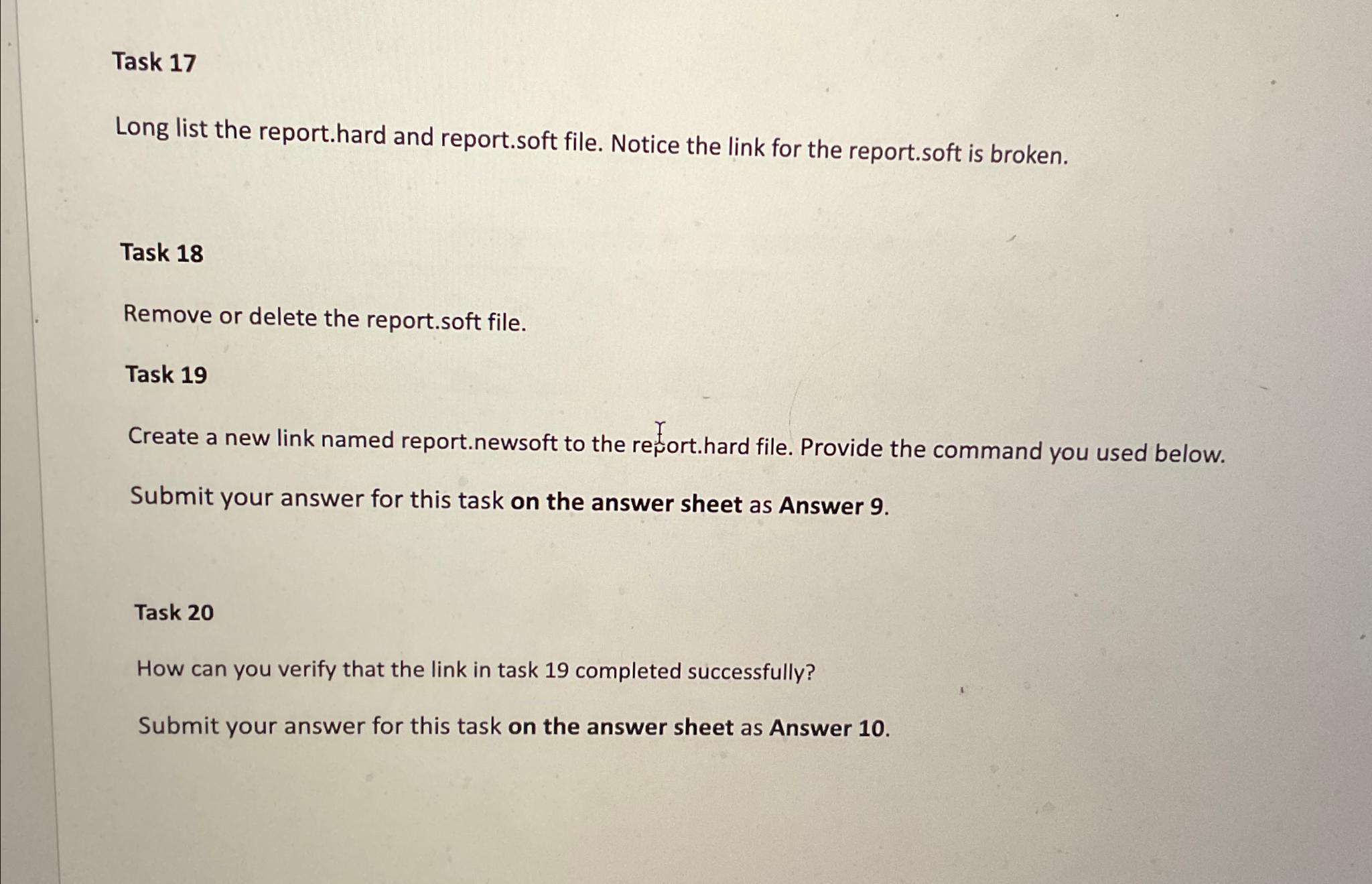 Solved Task 17Long list the report.hard and report.soft | Chegg.com