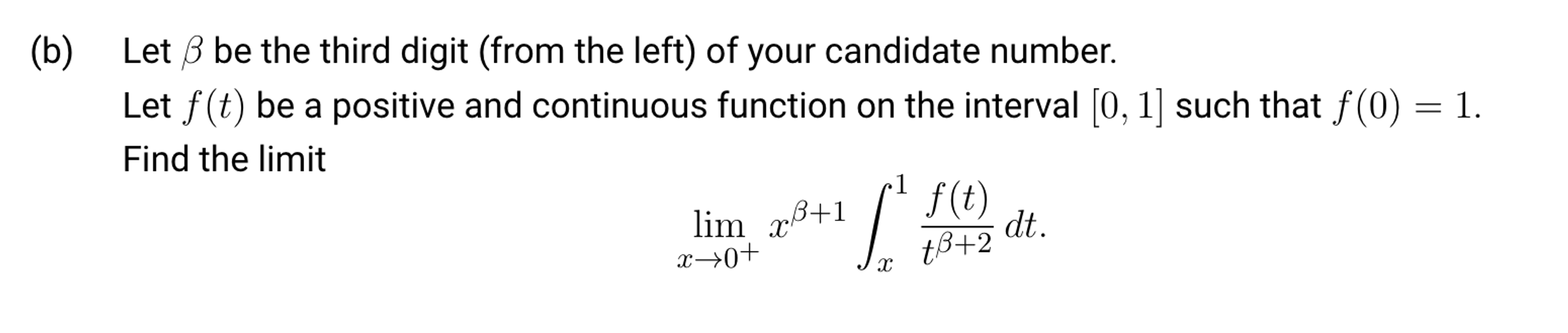 Solved (b) ﻿Let β ﻿be the third digit (from the left) ﻿of | Chegg.com