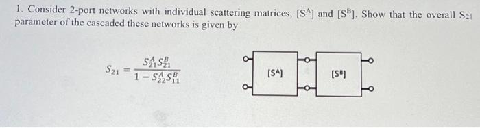 Solved 1. Consider 2-port networks with individual | Chegg.com