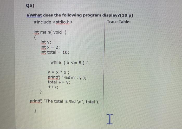 Solved Q5) a)What does the following program display?(10 p) | Chegg.com