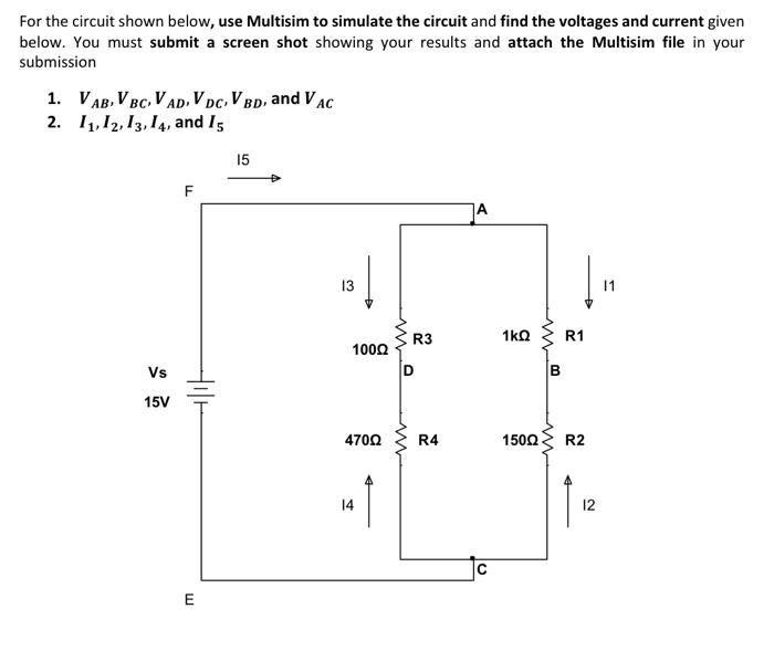 Solved For the circuit shown below, use Multisim to simulate | Chegg.com