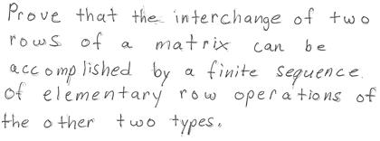 Solved Prove that the interchange of two rows of a matrix | Chegg.com