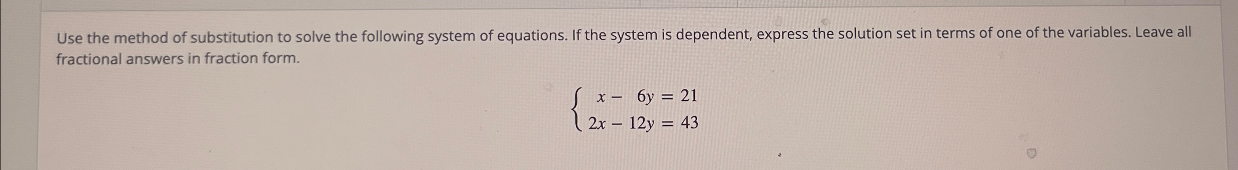 Solved Use the method of substitution to solve the following | Chegg.com