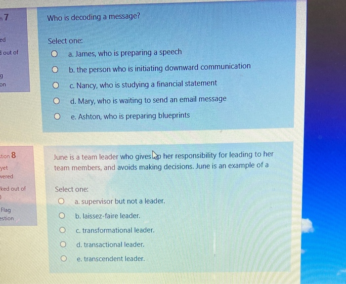 Solved 7 Who is decoding a message? ed s out of 9 on Select | Chegg.com