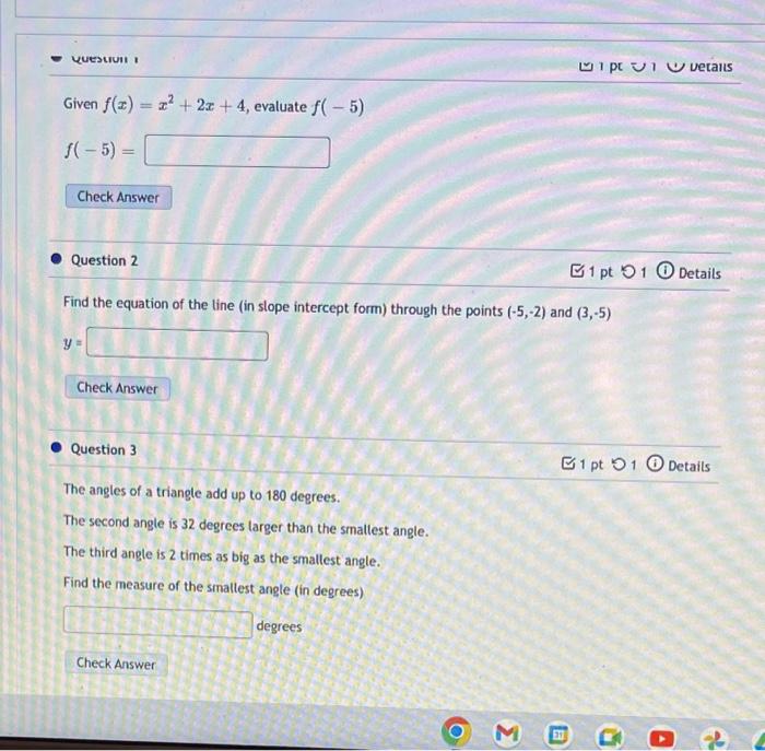 Solved Given f(x)=x2+2x+4, evaluate f(−5) f(−5)= Question 2 | Chegg.com