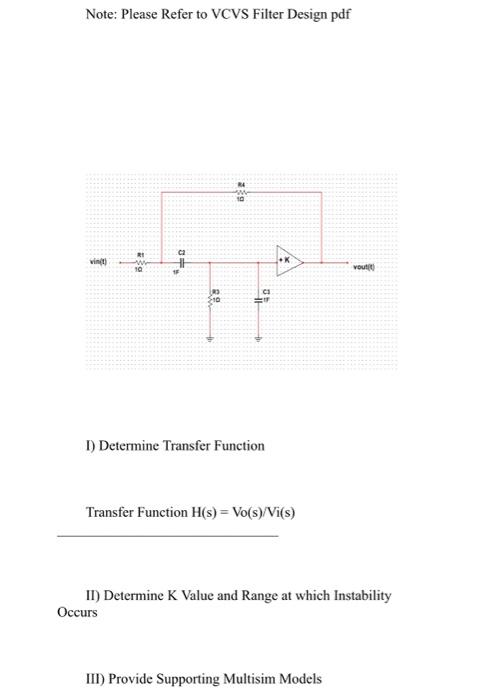 Solved Note: Please Refer to VCVS Filter Design pdf vim1) | Chegg.com
