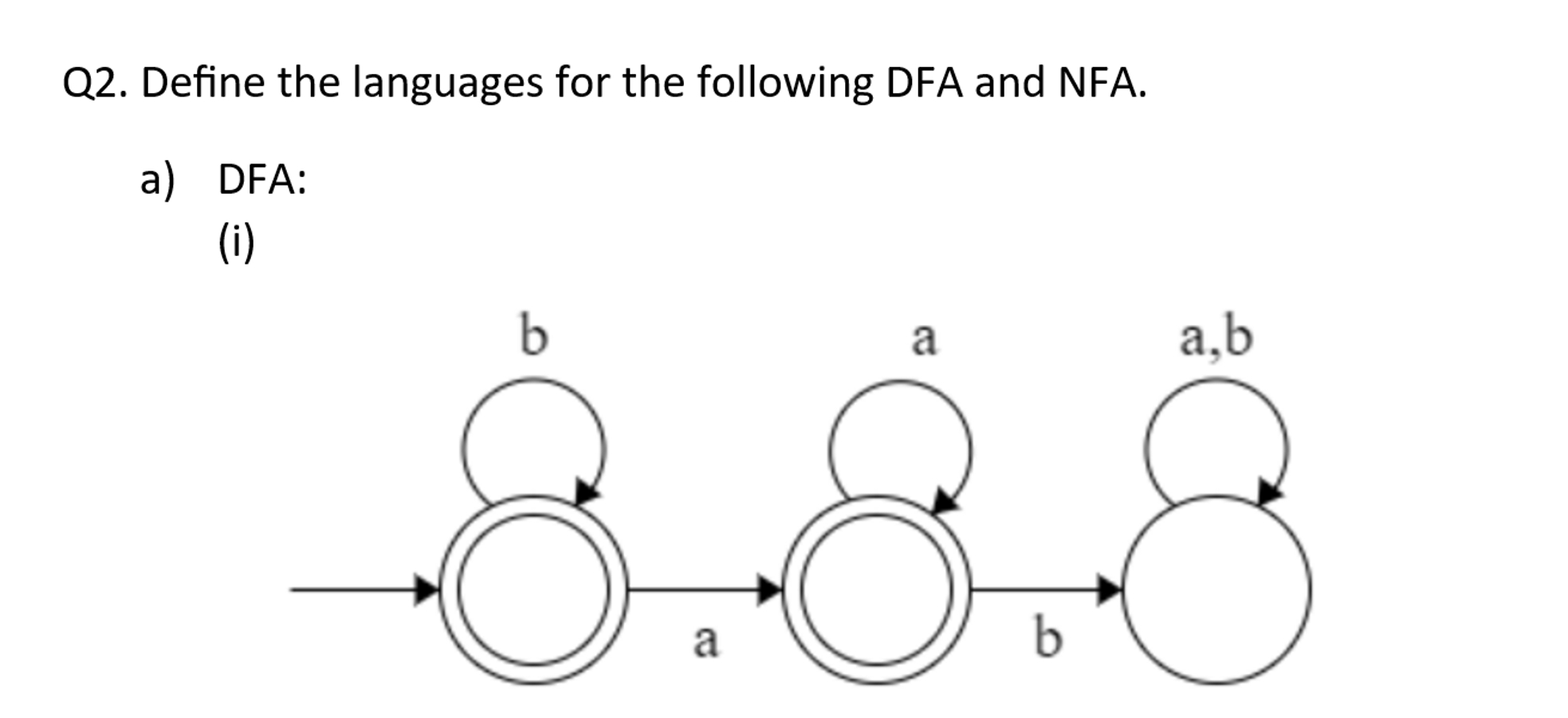Solved Q2 define The Languages For The Following Dfa And