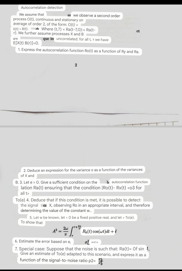 Solved Autocorrelation detectionWe assume thatur we observe | Chegg.com